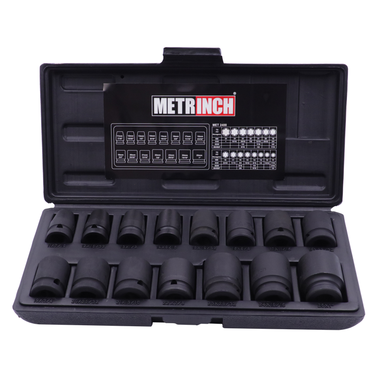 15 Piece 1/2" Dr Standard Impact Socket Set – Metrinch.TV